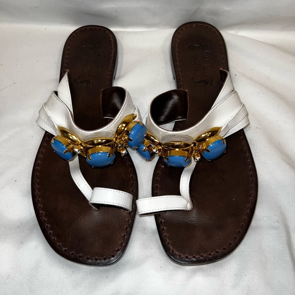 Miss Trish | Shoes | Miss Trish Of Capri Brown And White Sandals | Poshmark